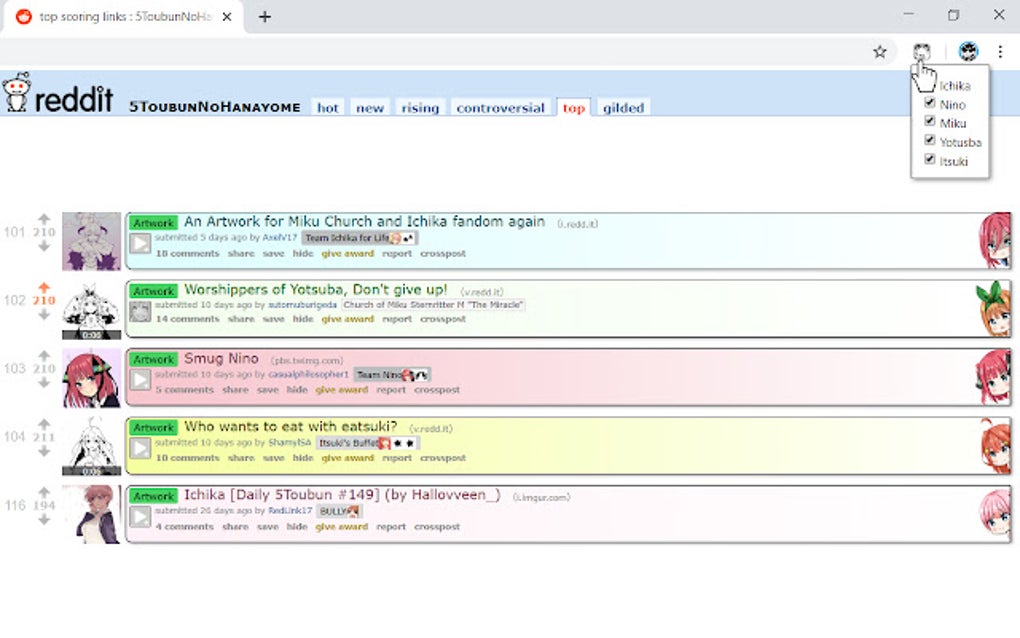 GoToubun Subreddit Styler para Google Chrome - Extensión Descargar
