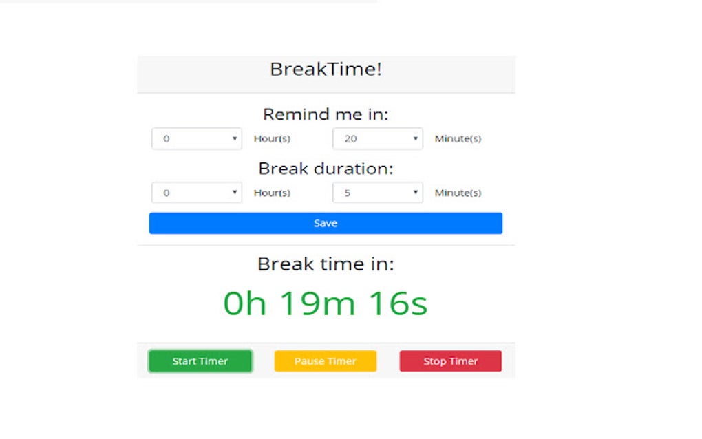 BreakTime! na Google Chrome - Rozszerzenie Download