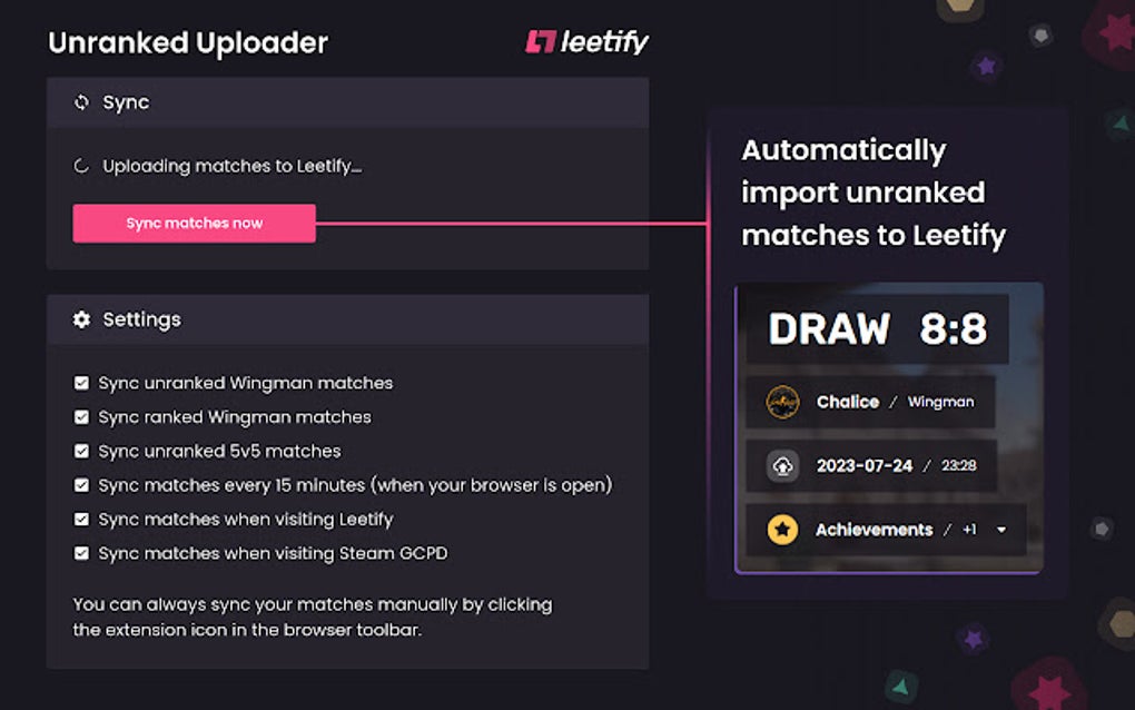 Leetify Unranked Uploader for Google Chrome - Extension Download