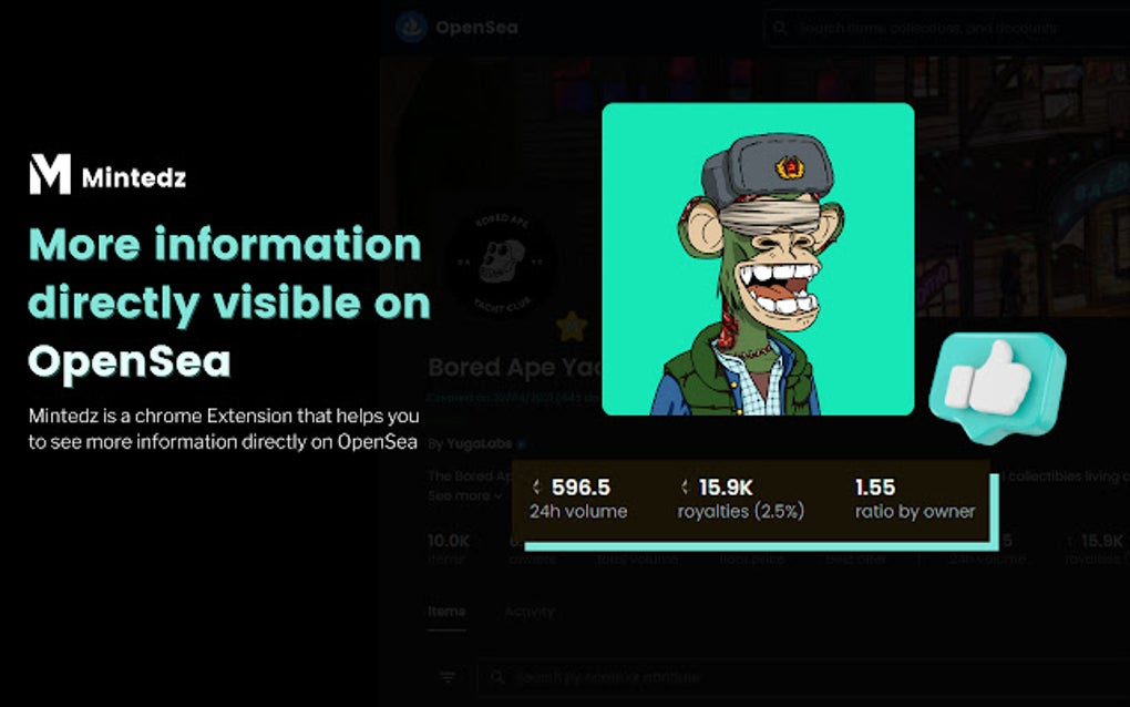 Mintedz - Extension for NFTs on OpenSea para Google Chrome - Extensión Descargar
