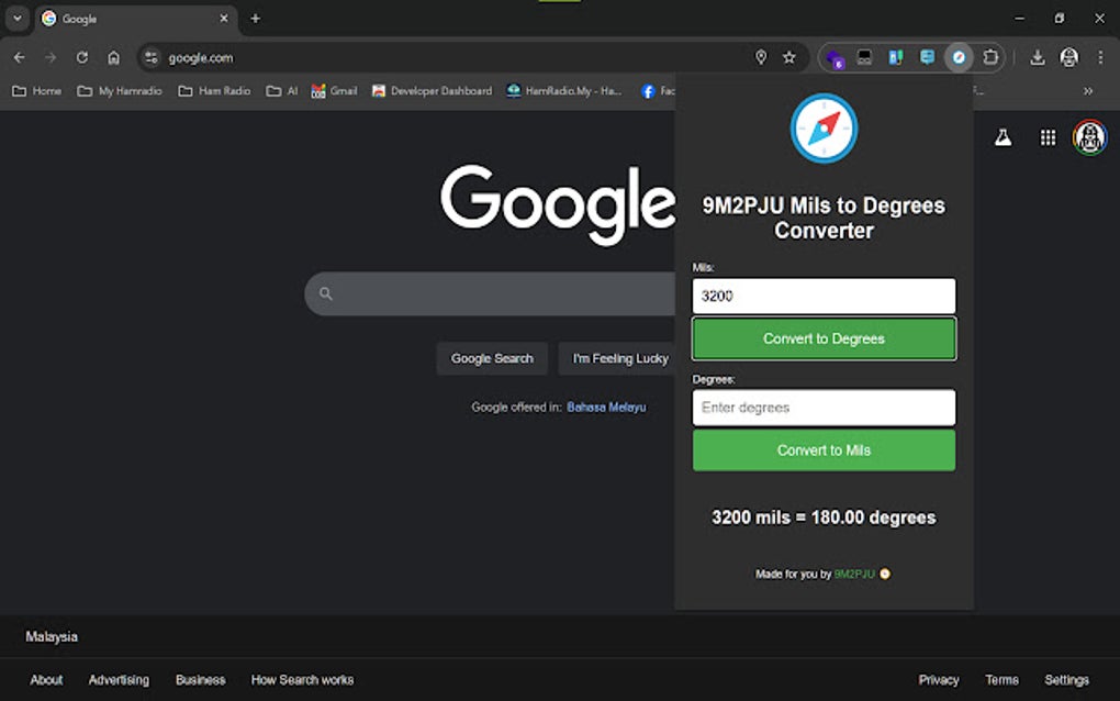 9M2PJU Mils To Degrees Converter for Google Chrome - Extension Download