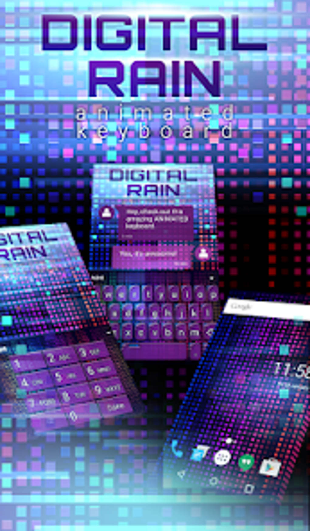 Android 용 Digital Rain Animated Keyboard - 다운로드