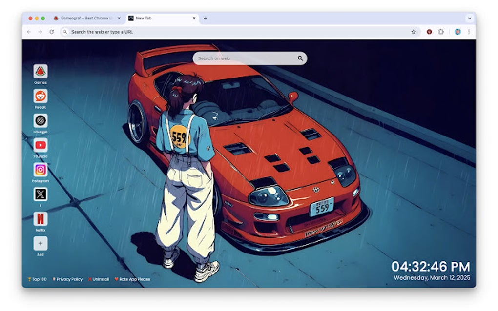 Anime JDM Car Live Wallpaper para Google Chrome - Extensión Descargar