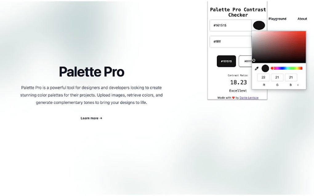 Palette Pro Color Checker สำหรับ Google Chrome - ส่วนขยาย ดาวน์โหลด