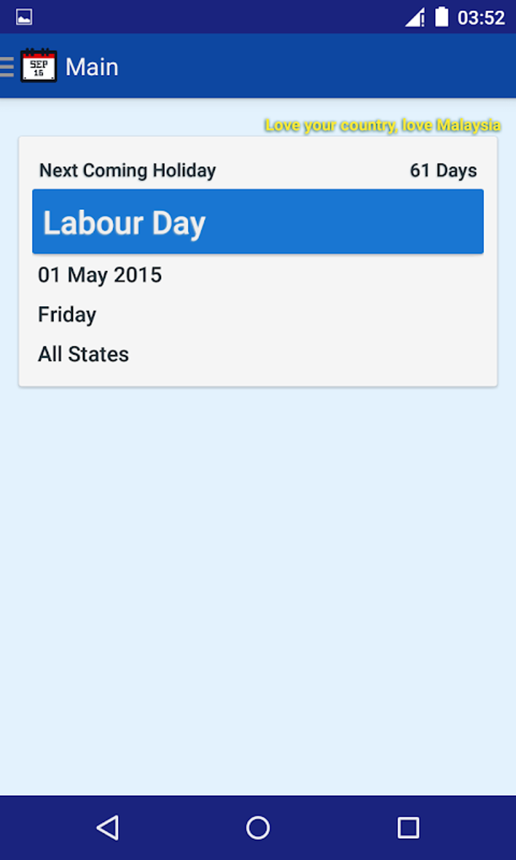 Malaysia Public Holiday 2020 APK para Android - Descargar