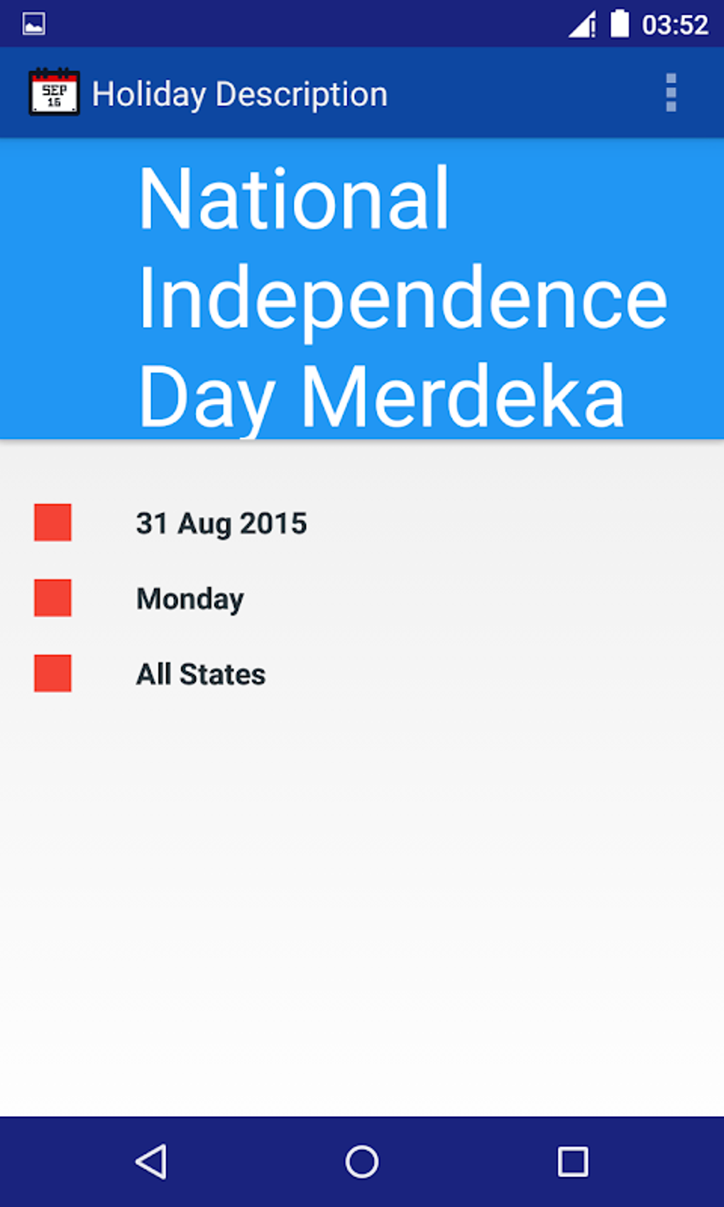 Android 용 Malaysia Public Holiday 2020 APK - 다운로드