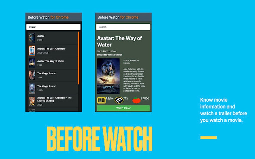 Before Watch for Google Chrome - Extension Download