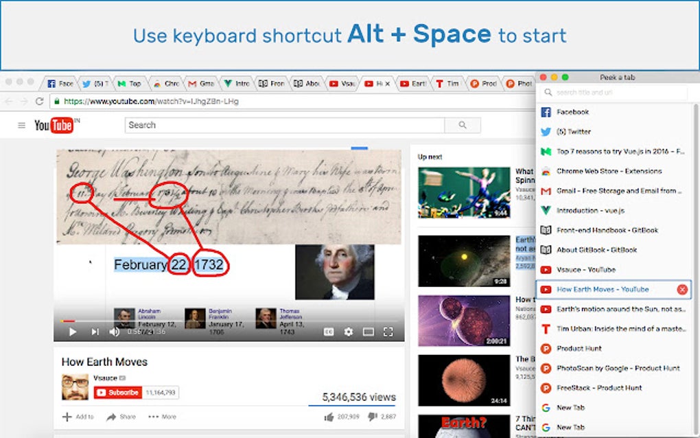 Peek-a-tab, Tabs Manager for Google Chrome™ สำหรับ Google Chrome - ส่วนขยาย ดาวน์โหลด