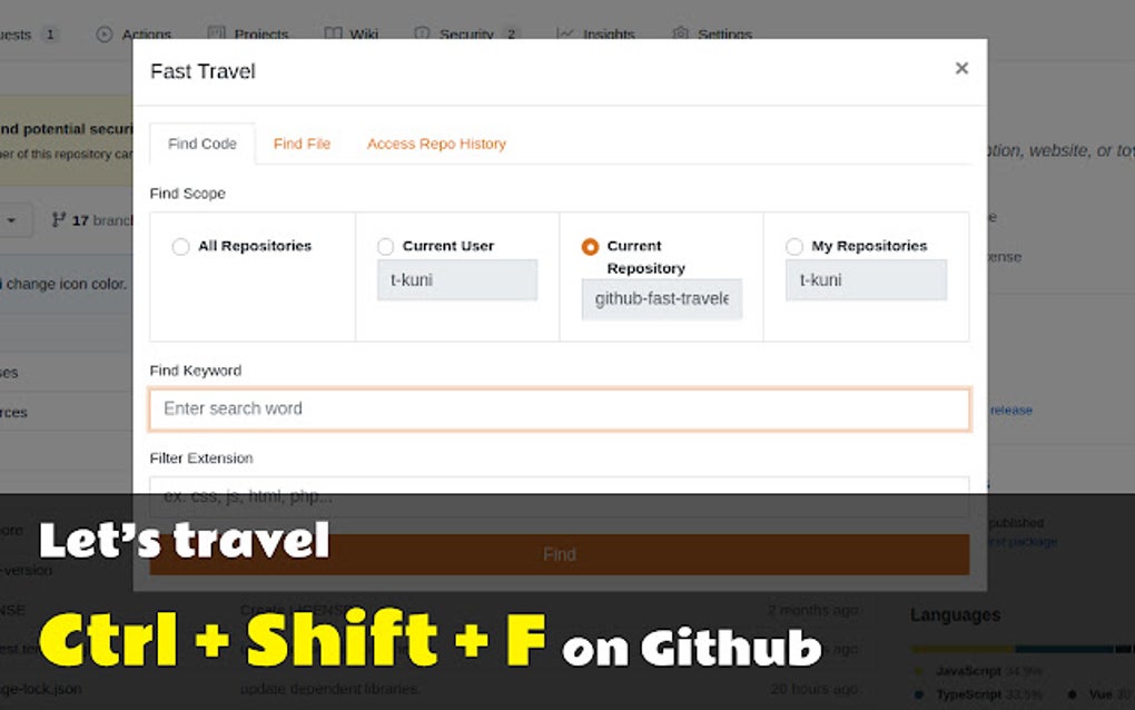 Github Fast Traveler para Google Chrome - Extensión Descargar
