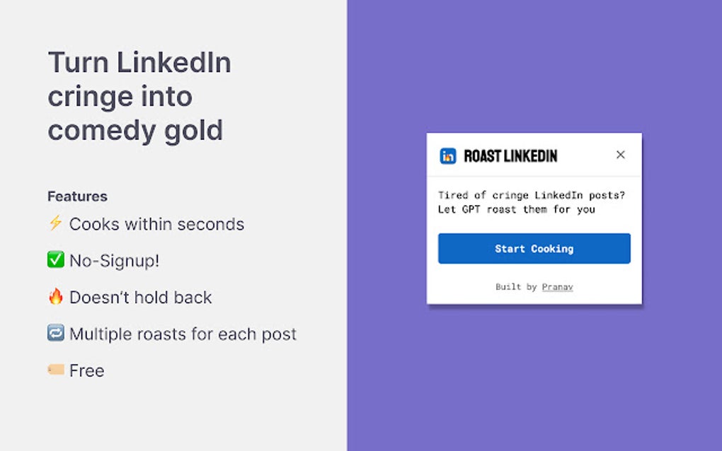 LinkedIn Roast Google Chrome 용 - 확장 프로그램 다운로드