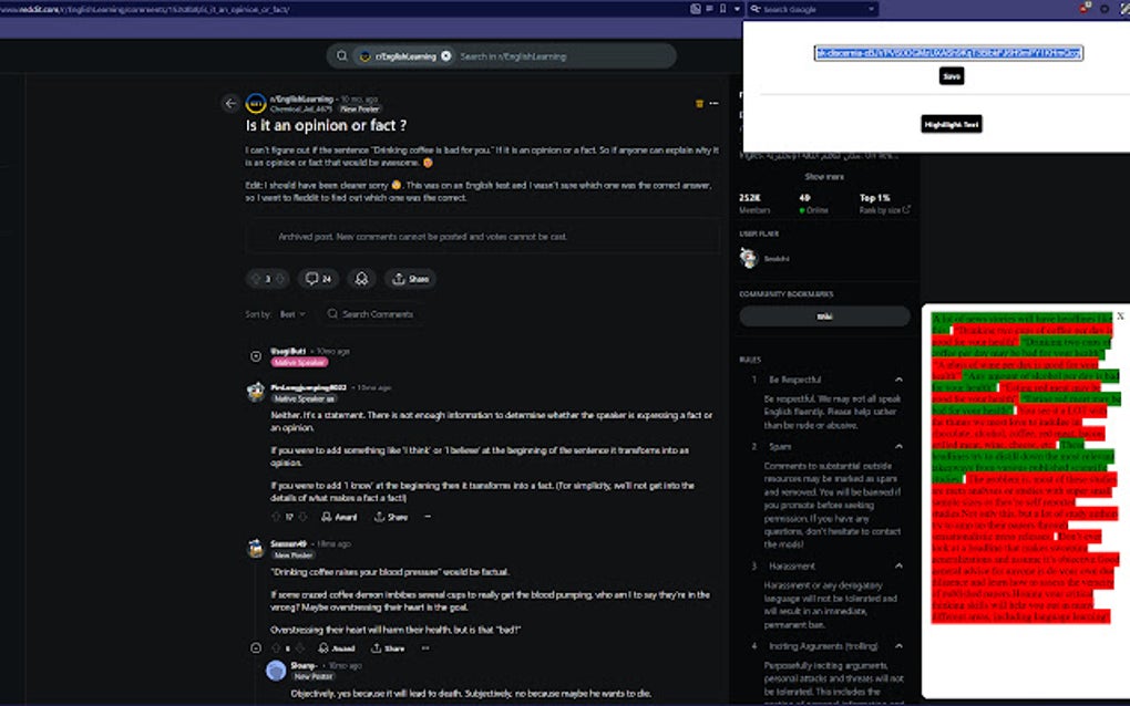 Highlight text Google Chrome 용 - 확장 프로그램 다운로드