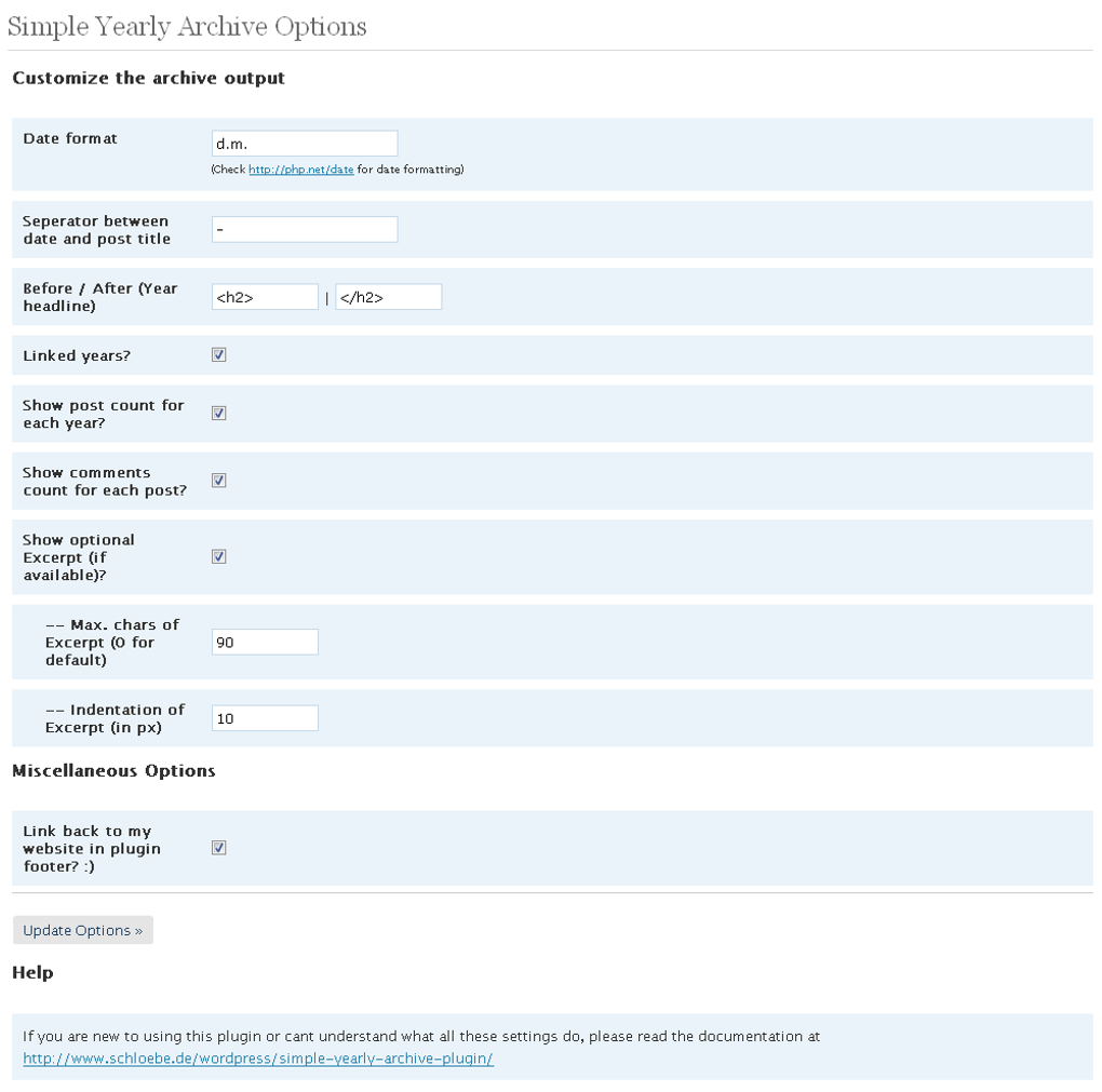 Simple Yearly Archive para WordPress - Descargar