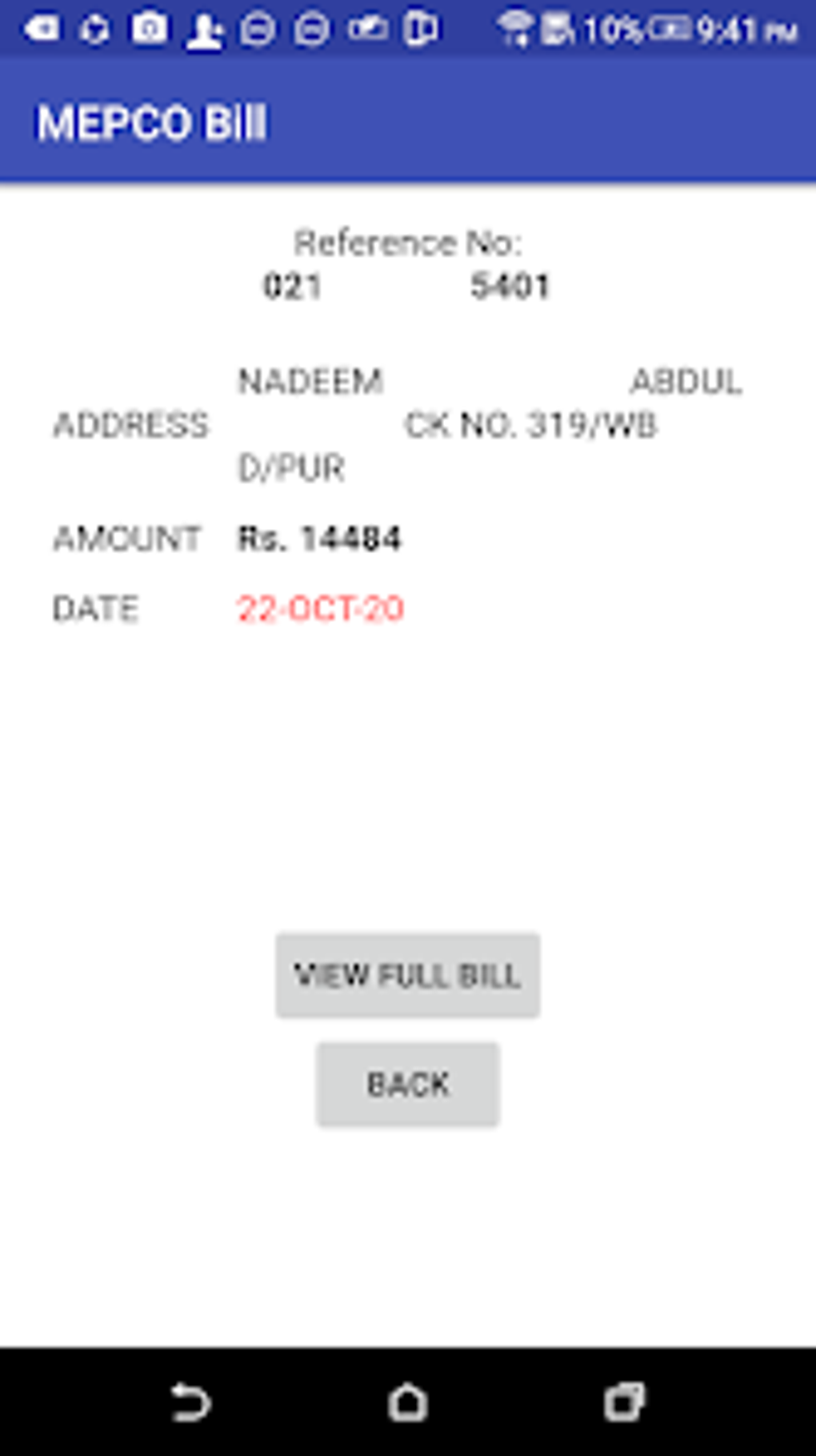 MEPCO Bill for Android - Download