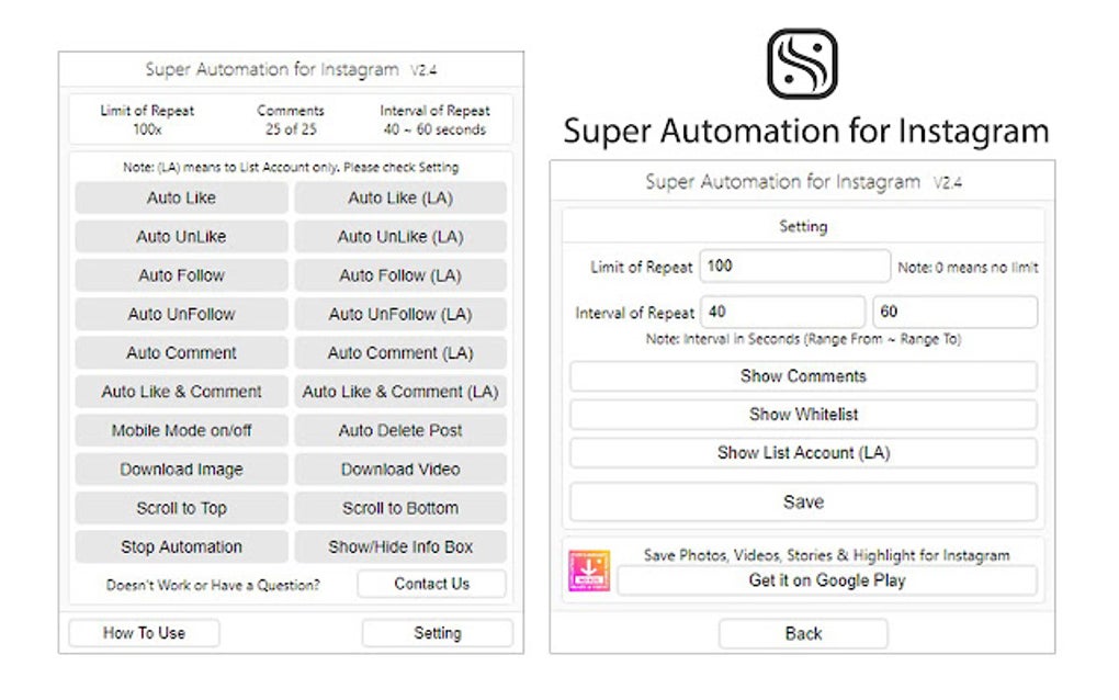 Super Automation for Instagram para Google Chrome - Extensión Descargar