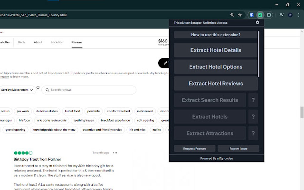 Tripadvisor Scraper - Data Extractor & Exporter für Google Chrome - Erweiterung Download