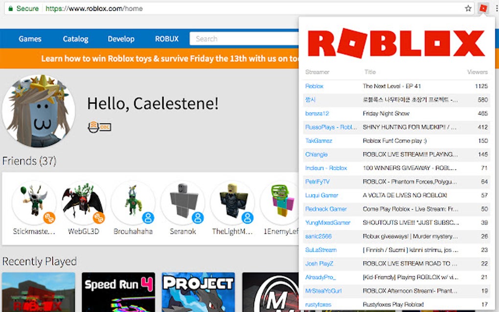 Roblox Stream Browser para Google Chrome - Extensión Descargar