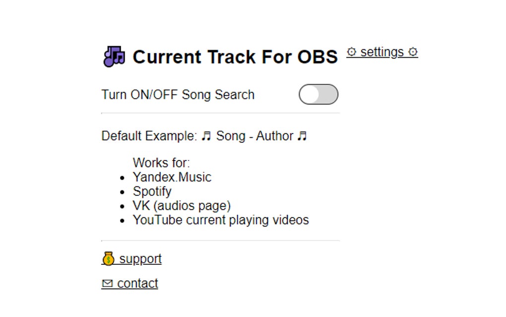 Current Track On Stream For OBS for Google Chrome - Extension Download