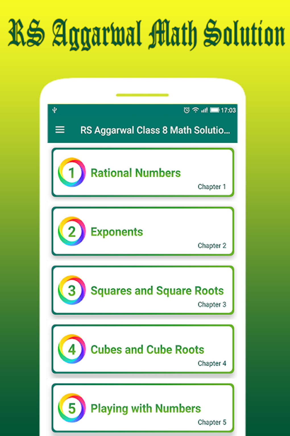 RS Aggarwal Class 8 Math Solution offline APK for Android - Download