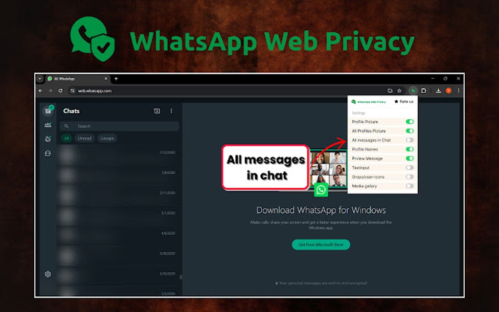Privacy Extension for Whatsapp Web Google Chrome 용 - 확장 프로그램 다운로드