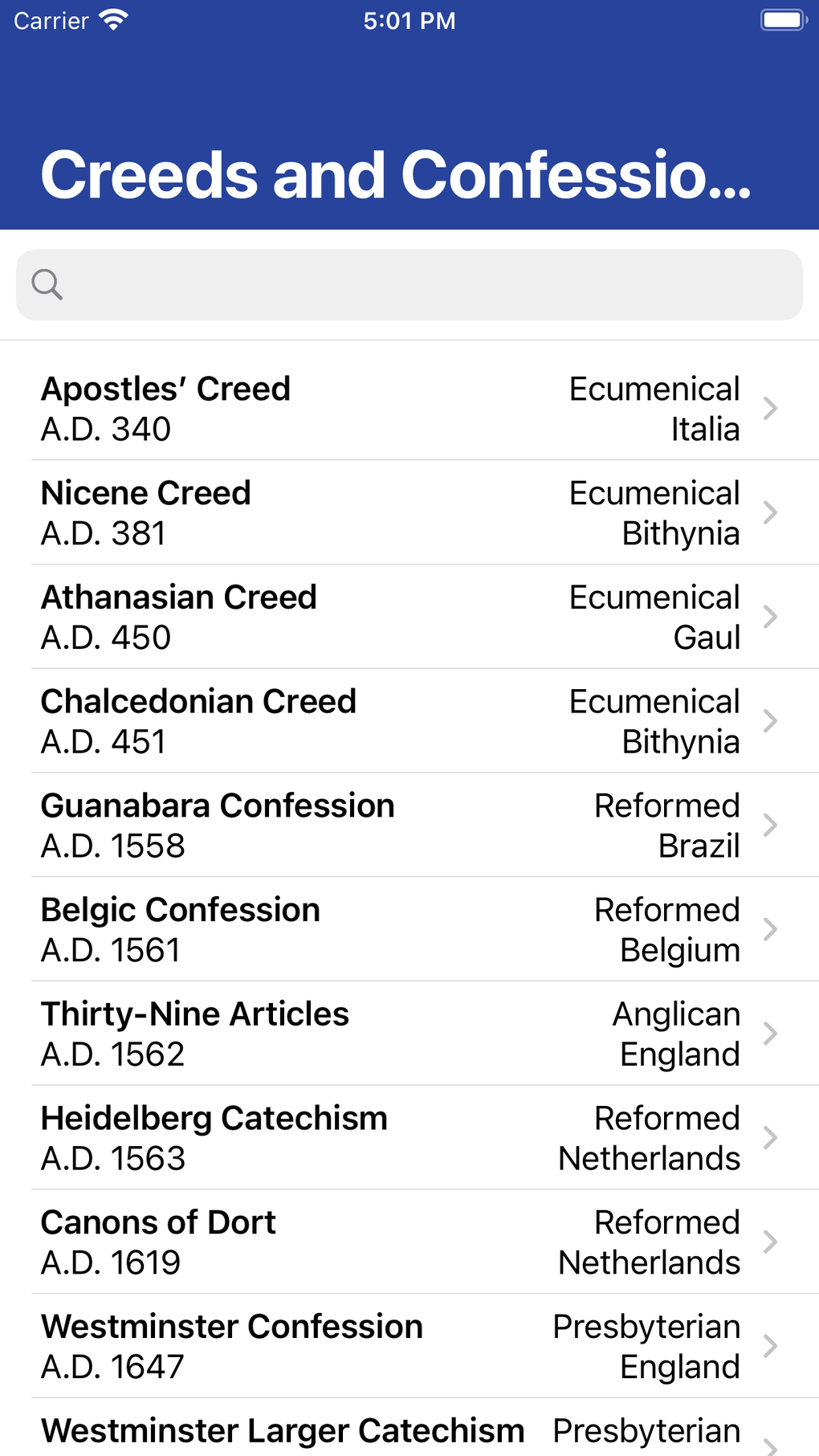 Creeds and Confessions for iPhone - Download
