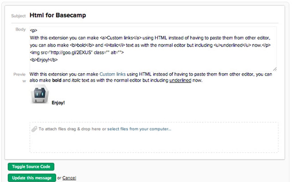 HTML for Basecamp for Google Chrome - Extension Download