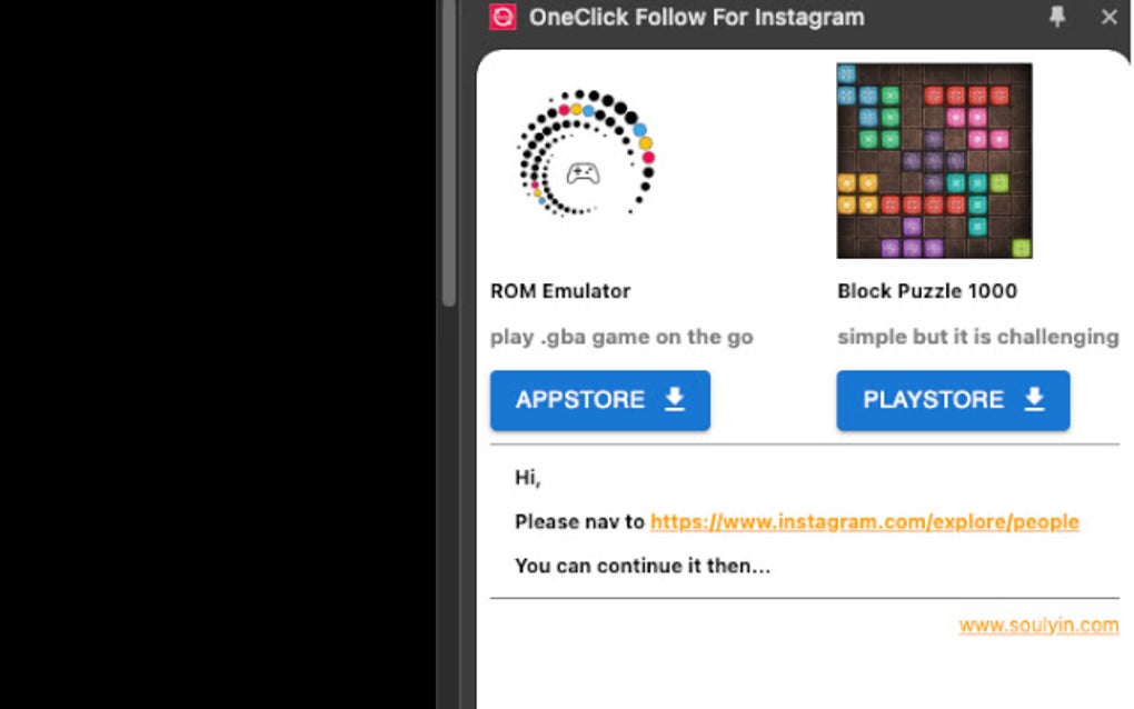 OneClick Follow For Instagram Google Chrome 용 - 확장 프로그램 다운로드
