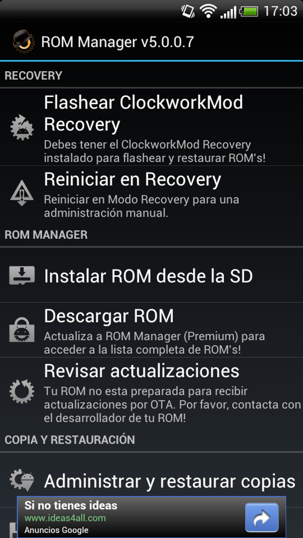 ROM Manager para Android - Descargar