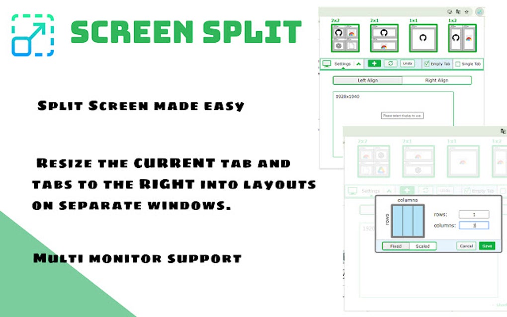 Screen Split - split screen layouts for Google Chrome - Extension Download