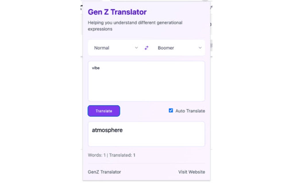GenZ Translator Google Chrome 용 - 확장 프로그램 다운로드