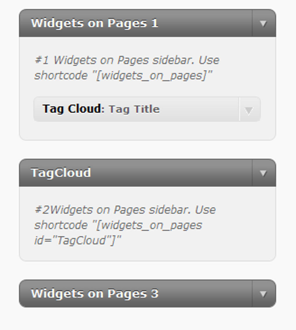 WordPress 용 Widgets on Pages - 다운로드