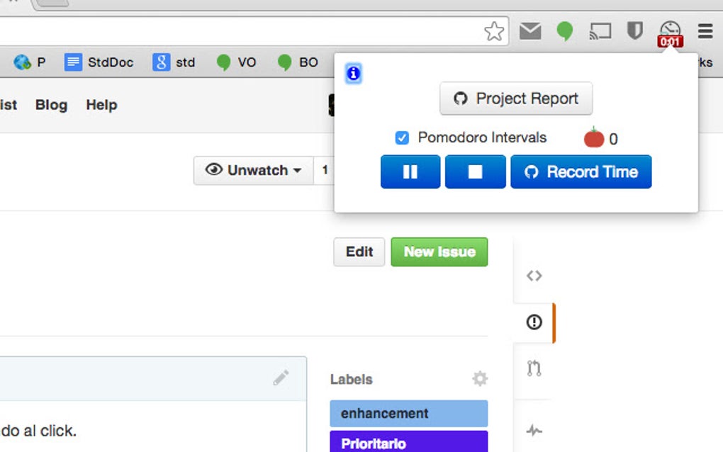 GitHub TimeTracking para Google Chrome - Extensión Descargar