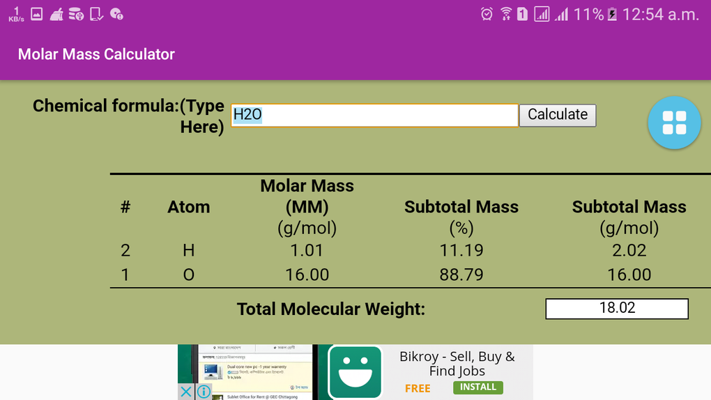 Molar Mass Calculator APK for Android - Download