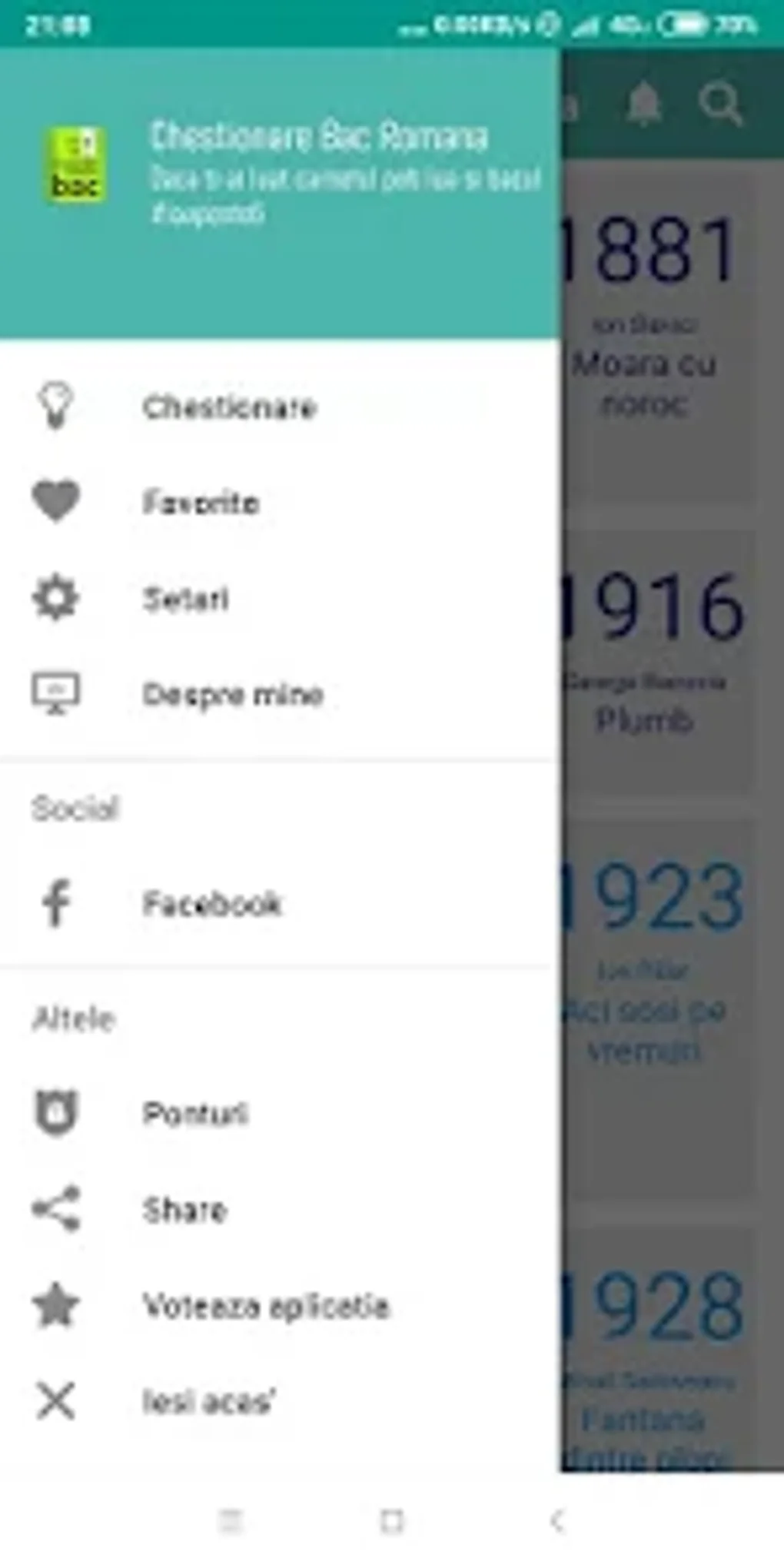 Chestionare Bac Romana for Android - Download