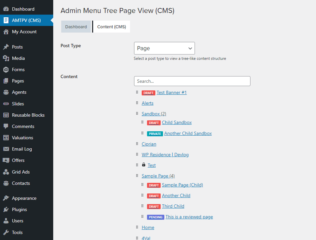 Admin Menu Tree Page View für WordPress - Download