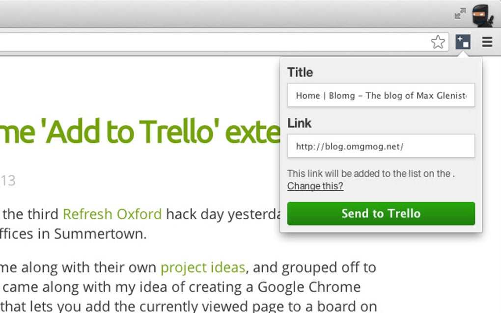 Add a link to trello for Google Chrome - Extension Download
