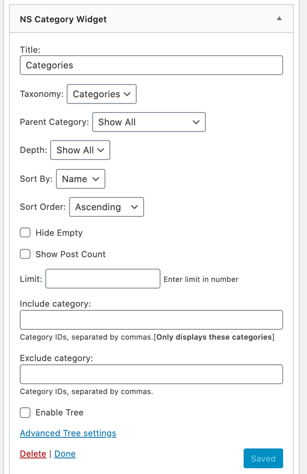 NS Category Widget for WordPress - Download