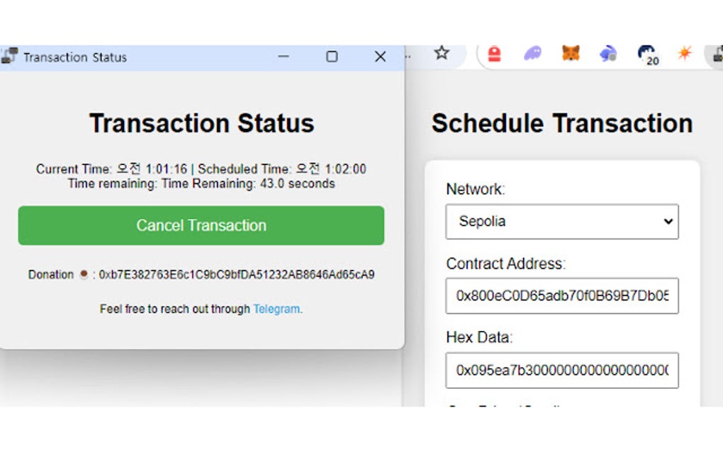 Scheduled Transaction Sender สำหรับ Google Chrome - ส่วนขยาย ดาวน์โหลด