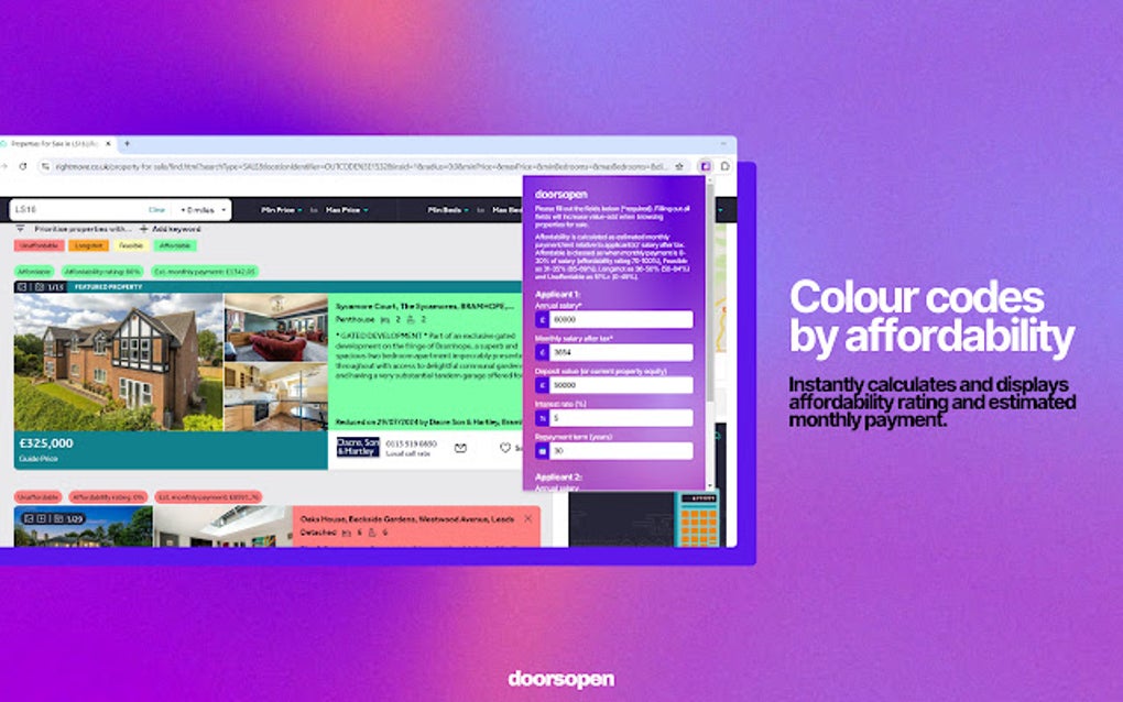 doorsopen: Property affordability (Rightmove & Zoopla) for Google Chrome - Extension Download