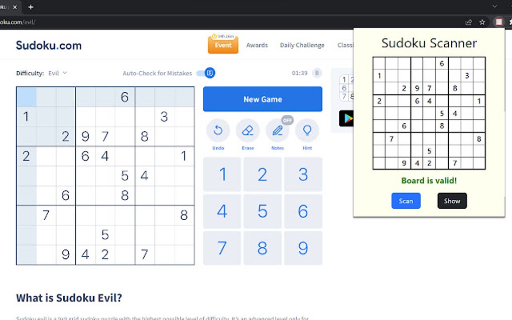 Sudoku Scanner For Google Chrome 