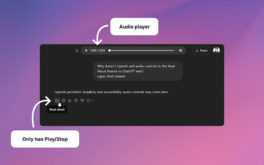 Audio Player for ChatGPT สำหรับ Google Chrome - ส่วนขยาย ดาวน์โหลด