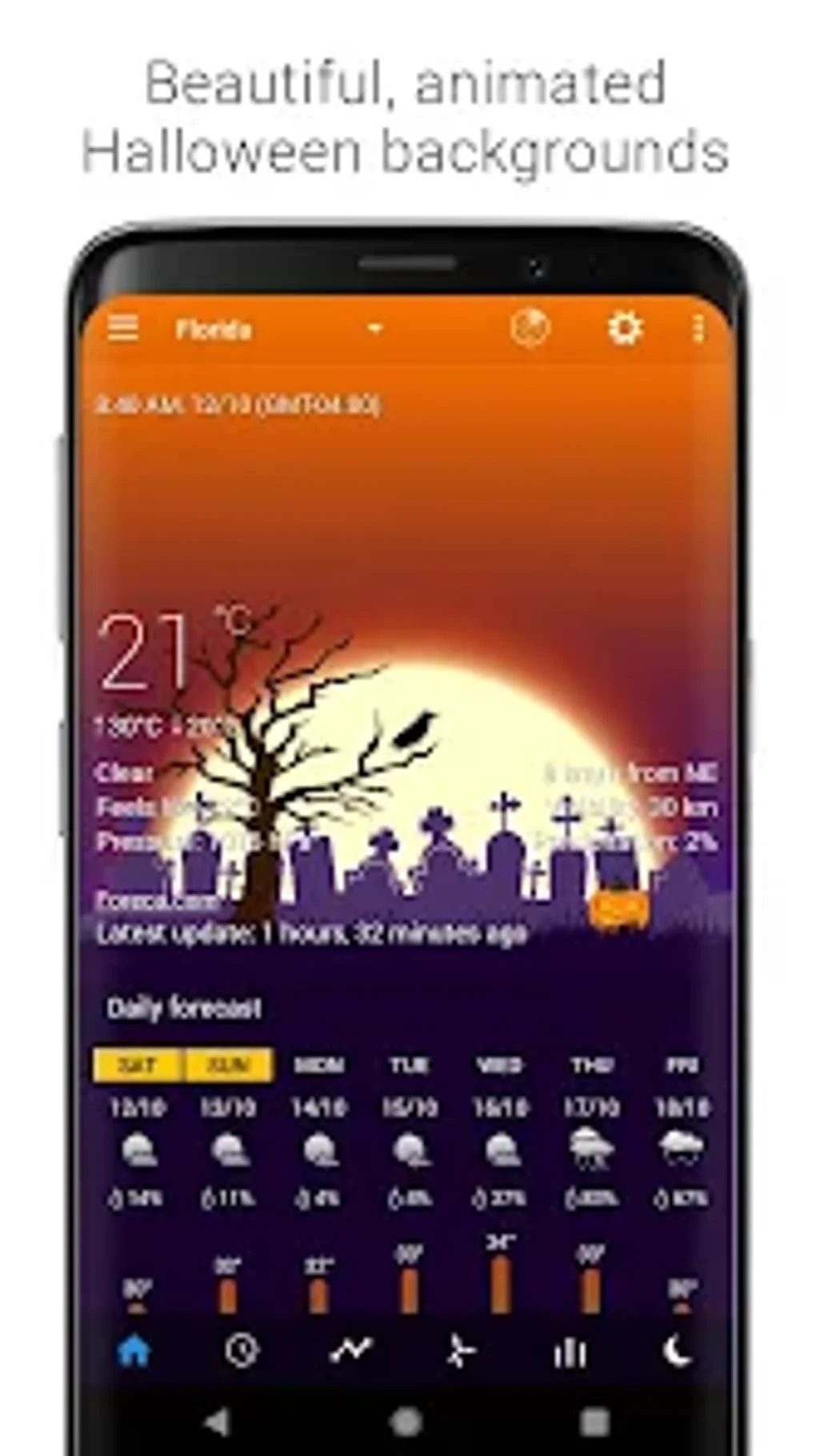 Animated Halloween weather bac for Android - Download