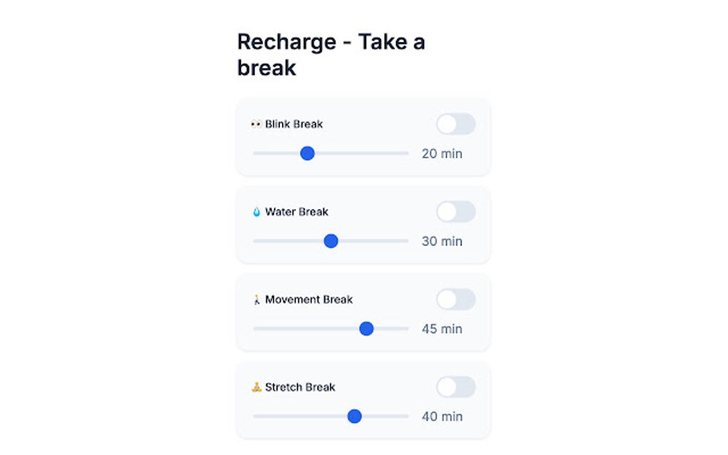 Recharge - Healthy Work Break Reminders para Google Chrome - Extensión ...