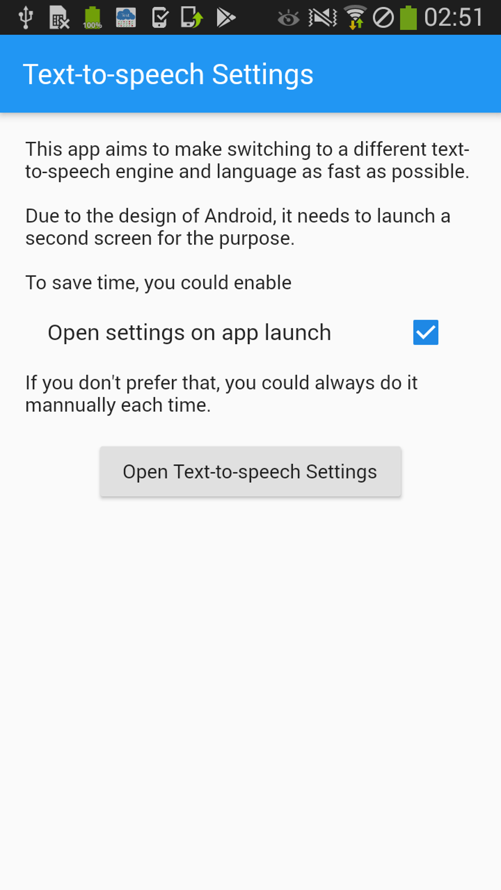Android 용 Text-to-speech settings TTS - 다운로드