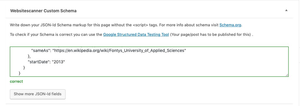 Websitescanner Custom Schema para WordPress - Descargar