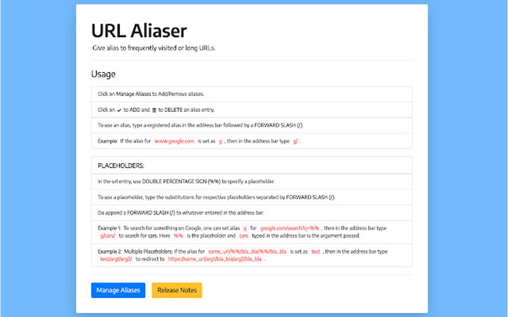 URL Aliaser for Google Chrome - Extension Download