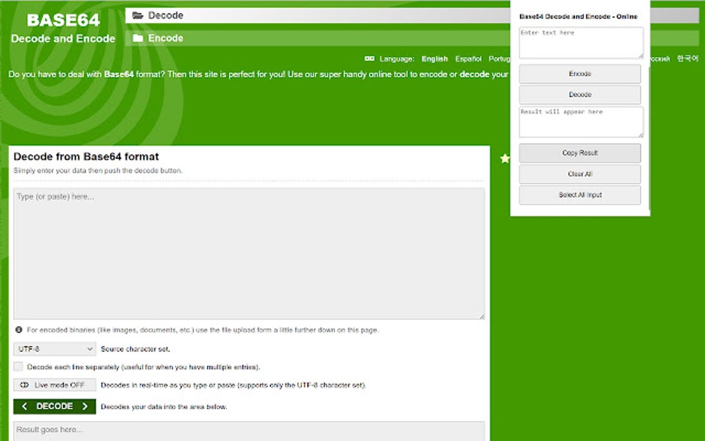 Base64 Decode and Encode - Online para Google Chrome - Extensión Descargar