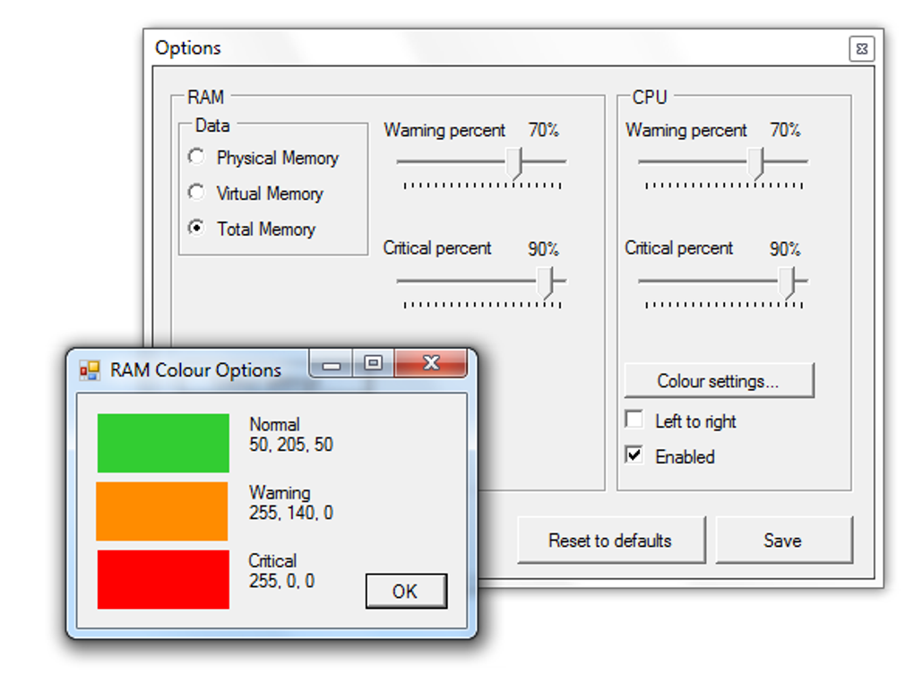 RAM CPU Taskbar for Windows 7 (Windows) - Download