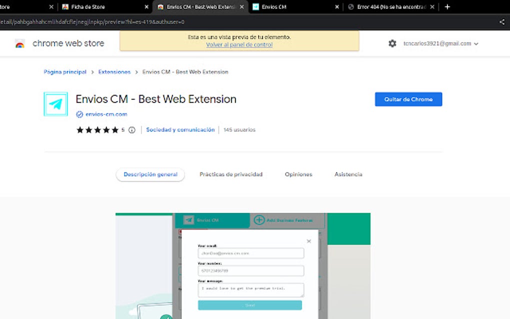 Envios CM - Best Web Extension para Google Chrome - Extensión Descargar