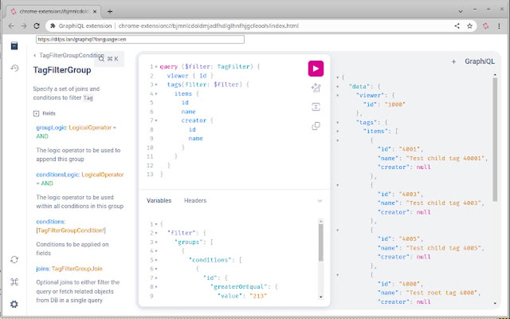 GraphiQL extension for Google Chrome - Extension Download