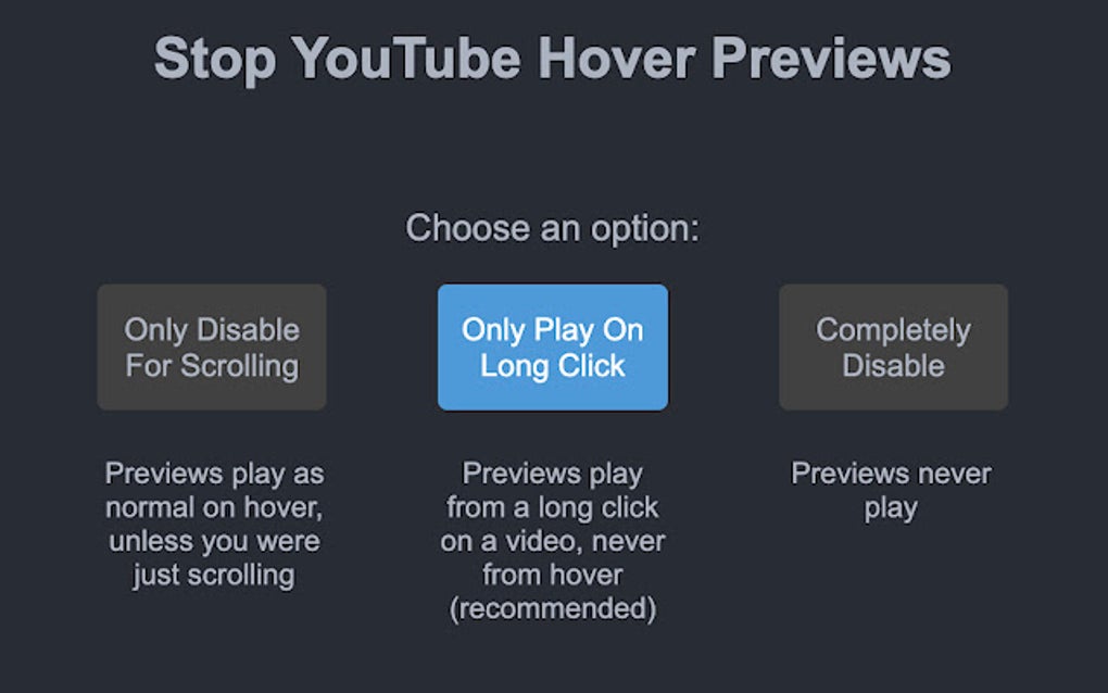 Stop YouTube Hover Previews for Google Chrome - Extension Download